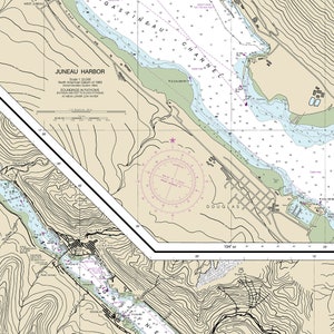 NOAA Nautical Charts of Gastineau Channel and Taku Inlet, Juneau Harbor ...