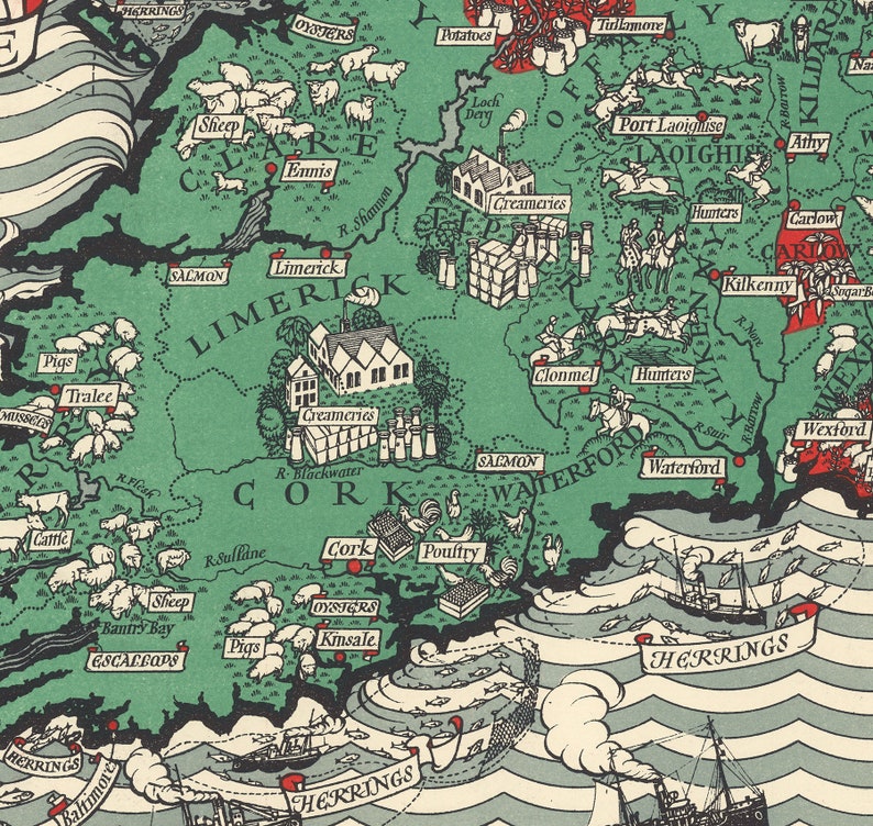 Map of Irish Free State & Northern Ireland and Their - Etsy
