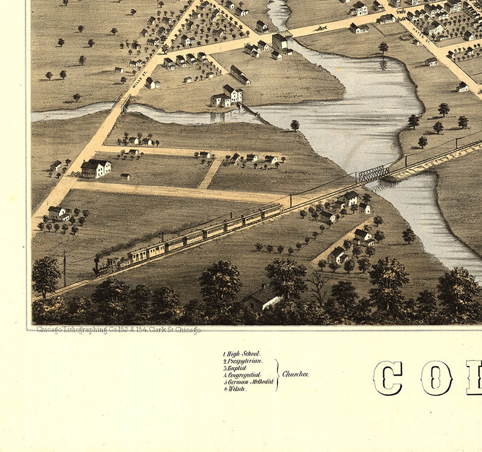Map of Columbus Columbia Co. Wisconsin 1868 WI. Vintage - Etsy