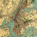 Map of Manhattan, New York City Vintage Reproduction Map. 1922 ...