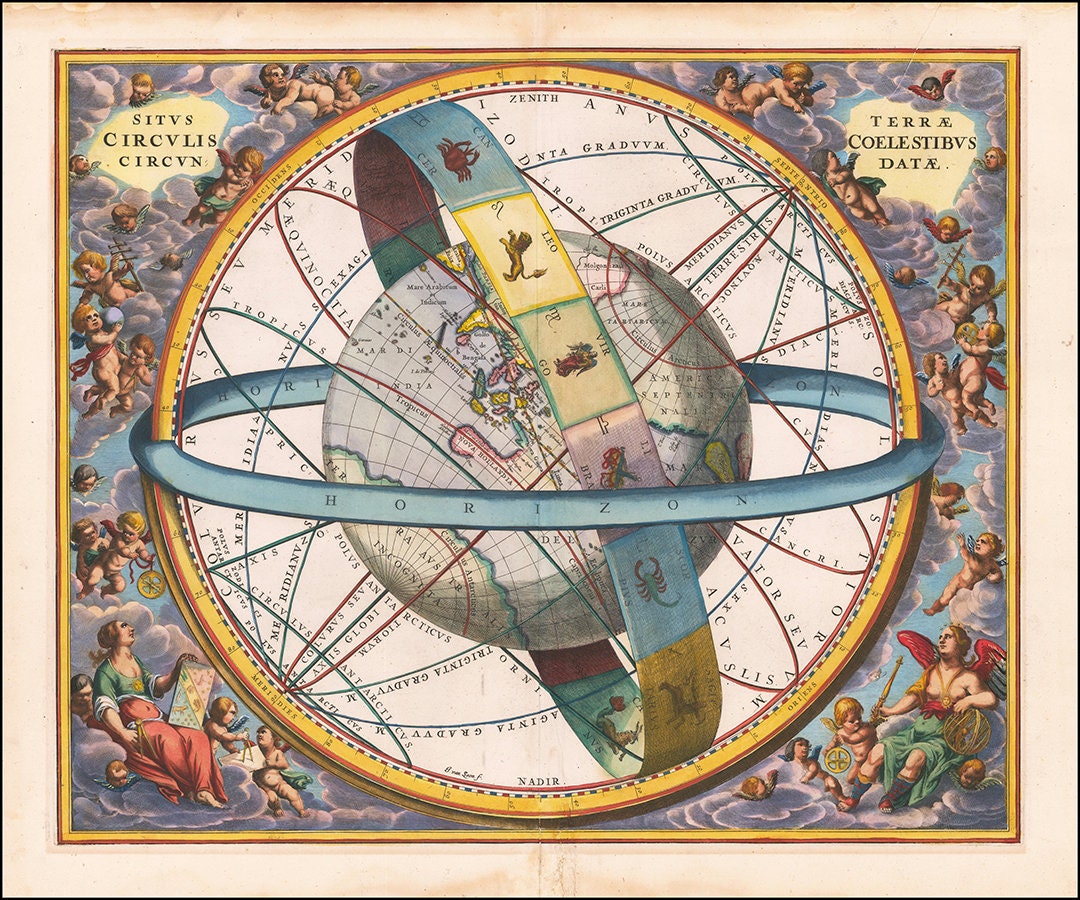 1660 Celestial Chart by Andreas Cellarius - Haemisphaerium Stellatum ...