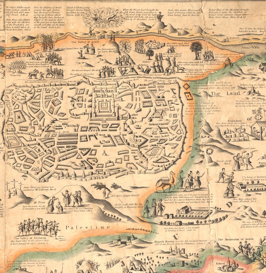 Map of the Land of Promise and the Holy City of Jerusalem Describing ...