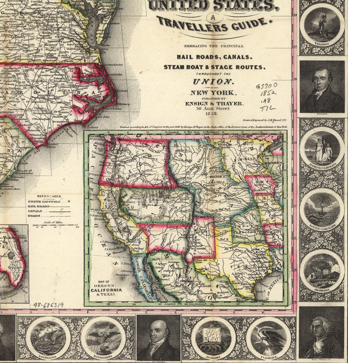 Map of the United States With President Portrait and State | Etsy