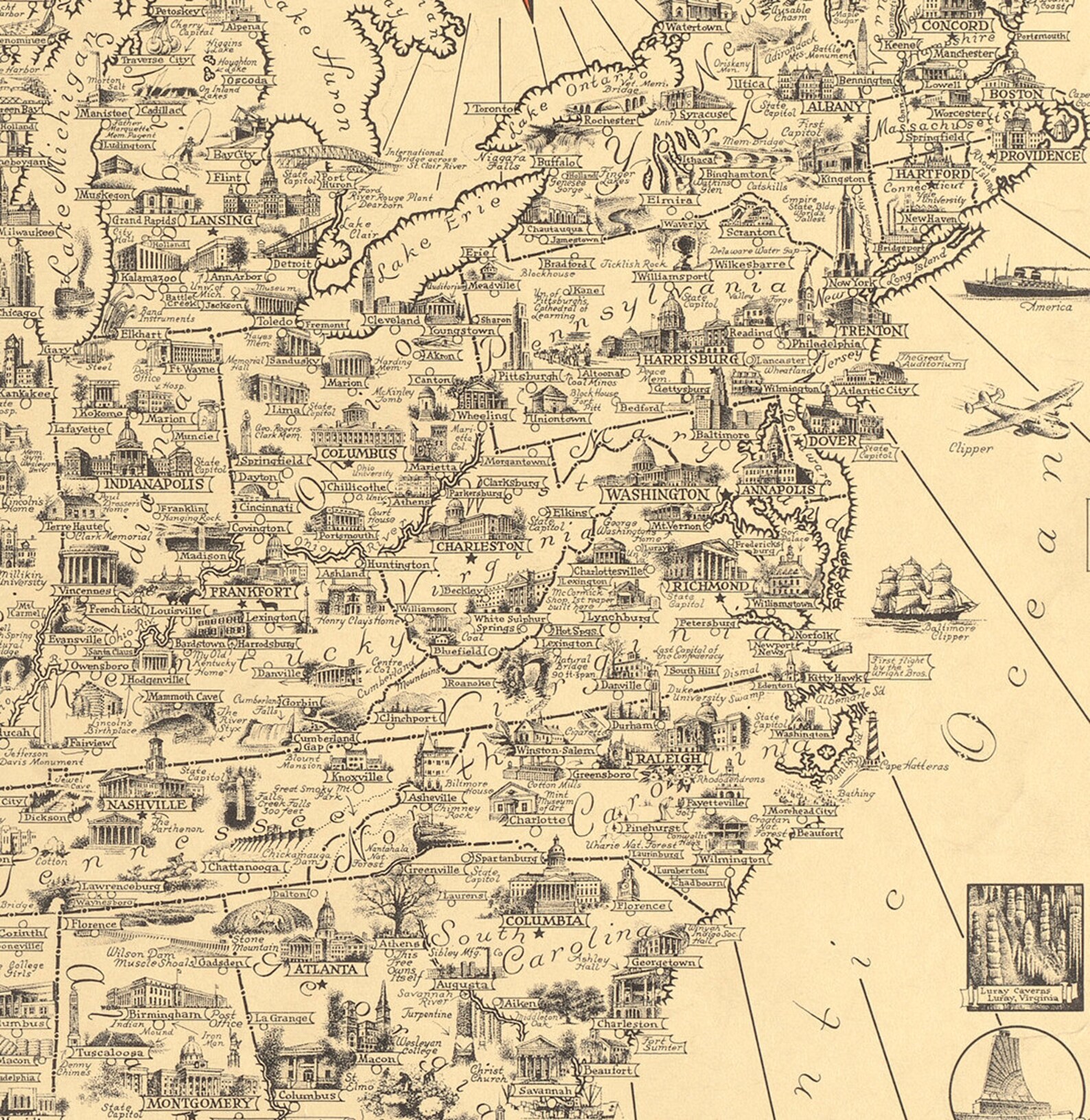 America the Wonderland : a Pictorial Map of the United States. - Etsy