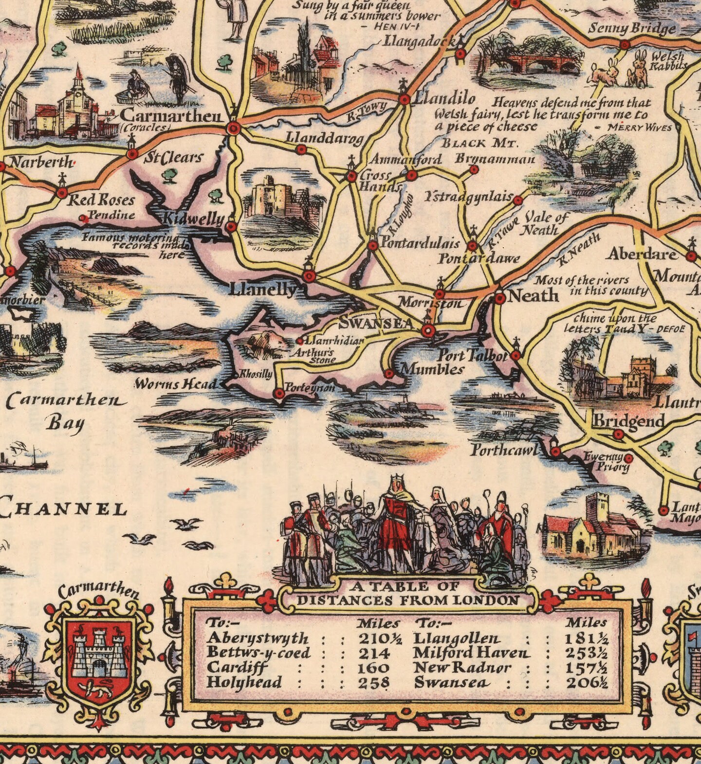 Historic Pictorial Map Esso Pictorial Plan of Wales With - Etsy