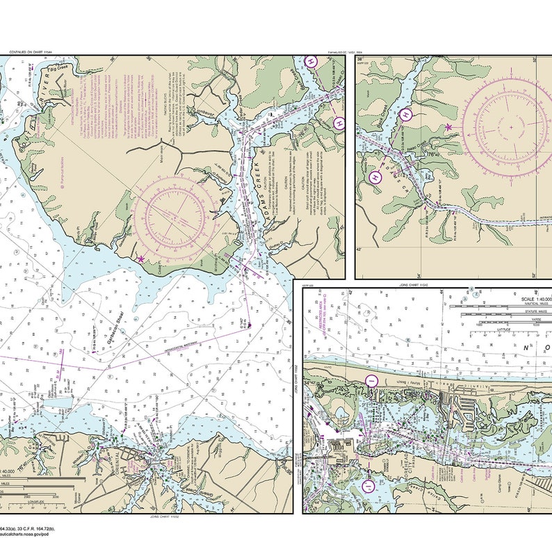 Nautical Charts of Neuse River to Myrtle Grove Sound in North - Etsy