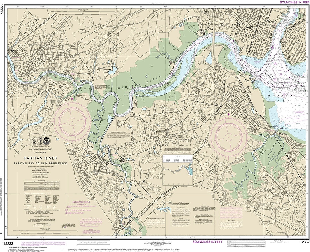 Nautical Chart of Raritan River Raritan Bay to New Brunswick. 12332 ...