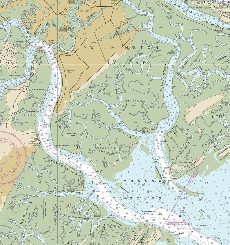 Nautical Charts of Savannah River and Wassaw Sound. 11512. | Etsy