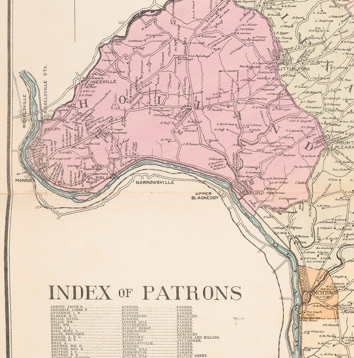Map of Hunterdon County New Jersey 1902. Vintage Restoration - Etsy