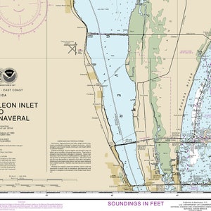 NOAA Nautical Charts of Ponce De Leon Inlet to Cape Canaveral, Florida ...