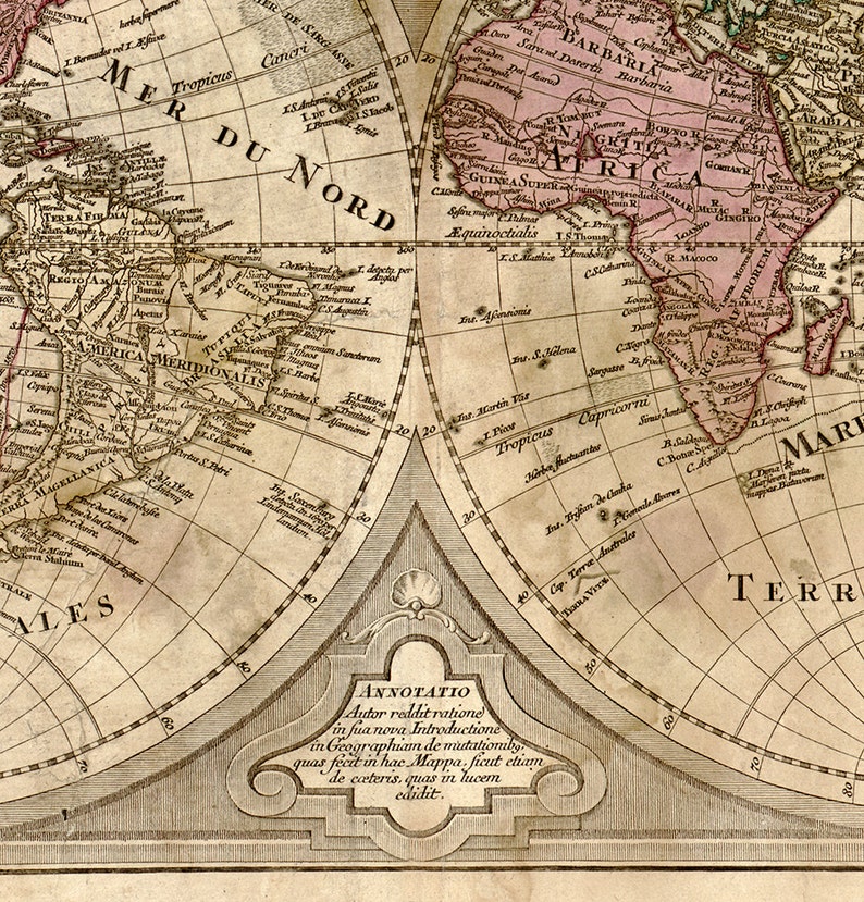 World Map of 1775 by Tobiae Conradi Lotter. Vintage - Etsy