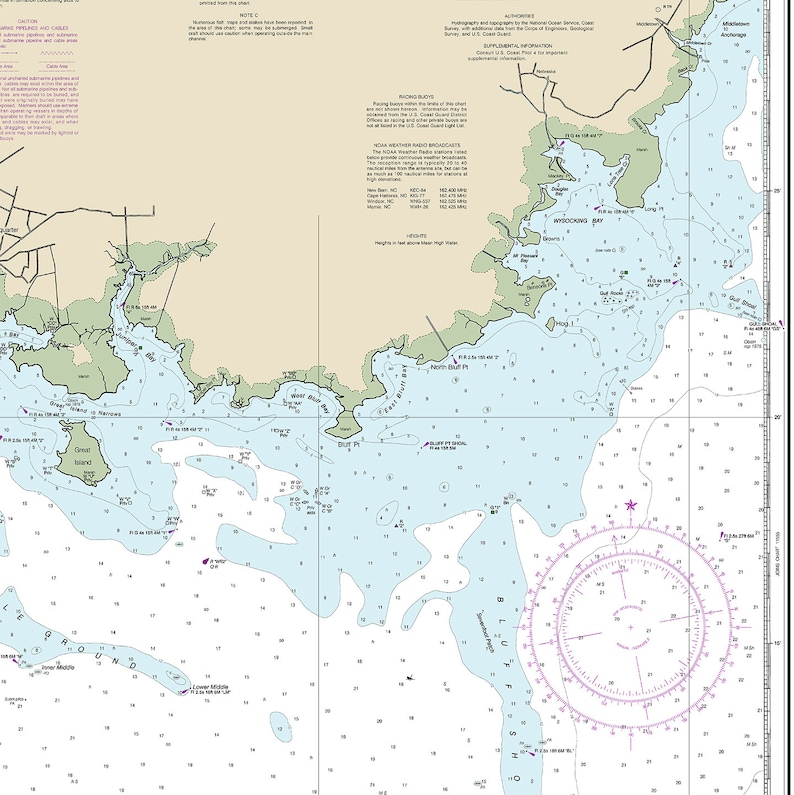 Nautical Charts of Pamlico Sound - Western Part, North Carolina. Judilh ...