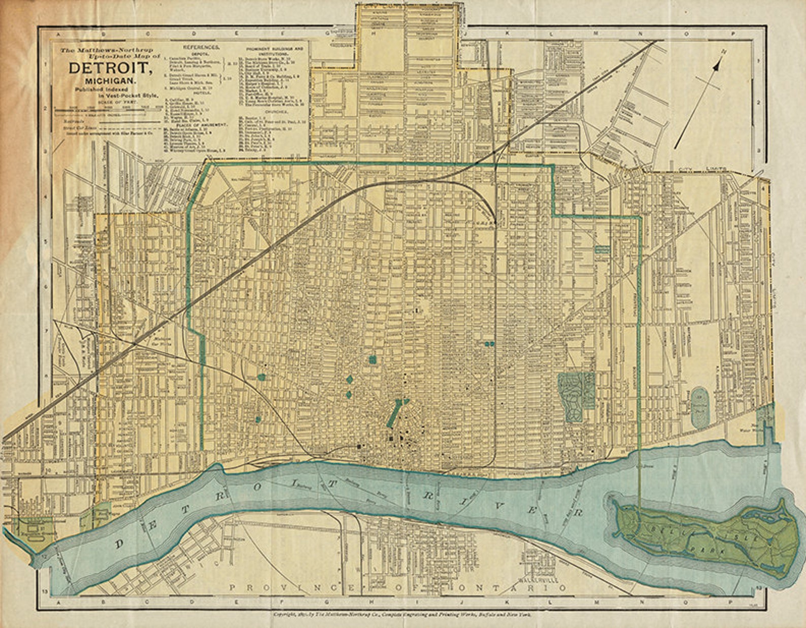 Map of the Detroit Michigan MI 1895. Restoration Hardware - Etsy