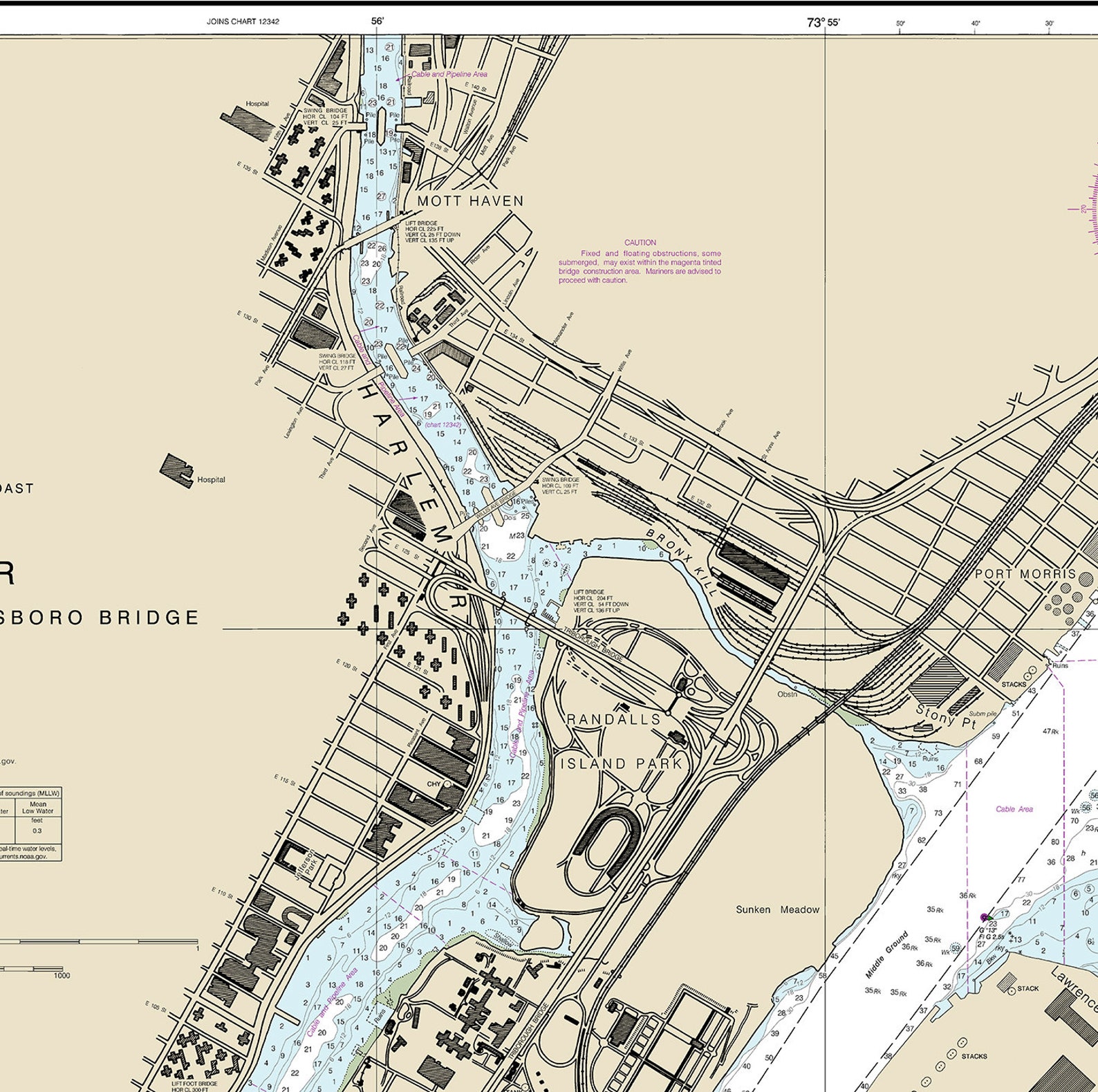 NOAA Nautical Charts of East River Tallman Island Queensboro | Etsy