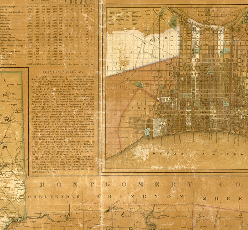 Map of Philadelphia : from actual survey Pennsylvania PA | Etsy