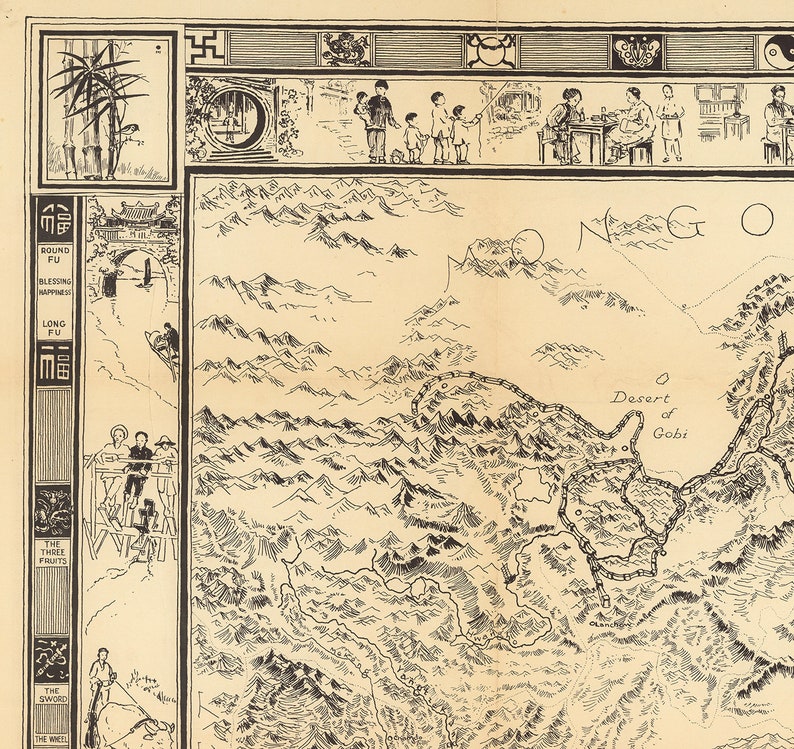 The historic Map of China 1932. Vintage restoration hardware | Etsy