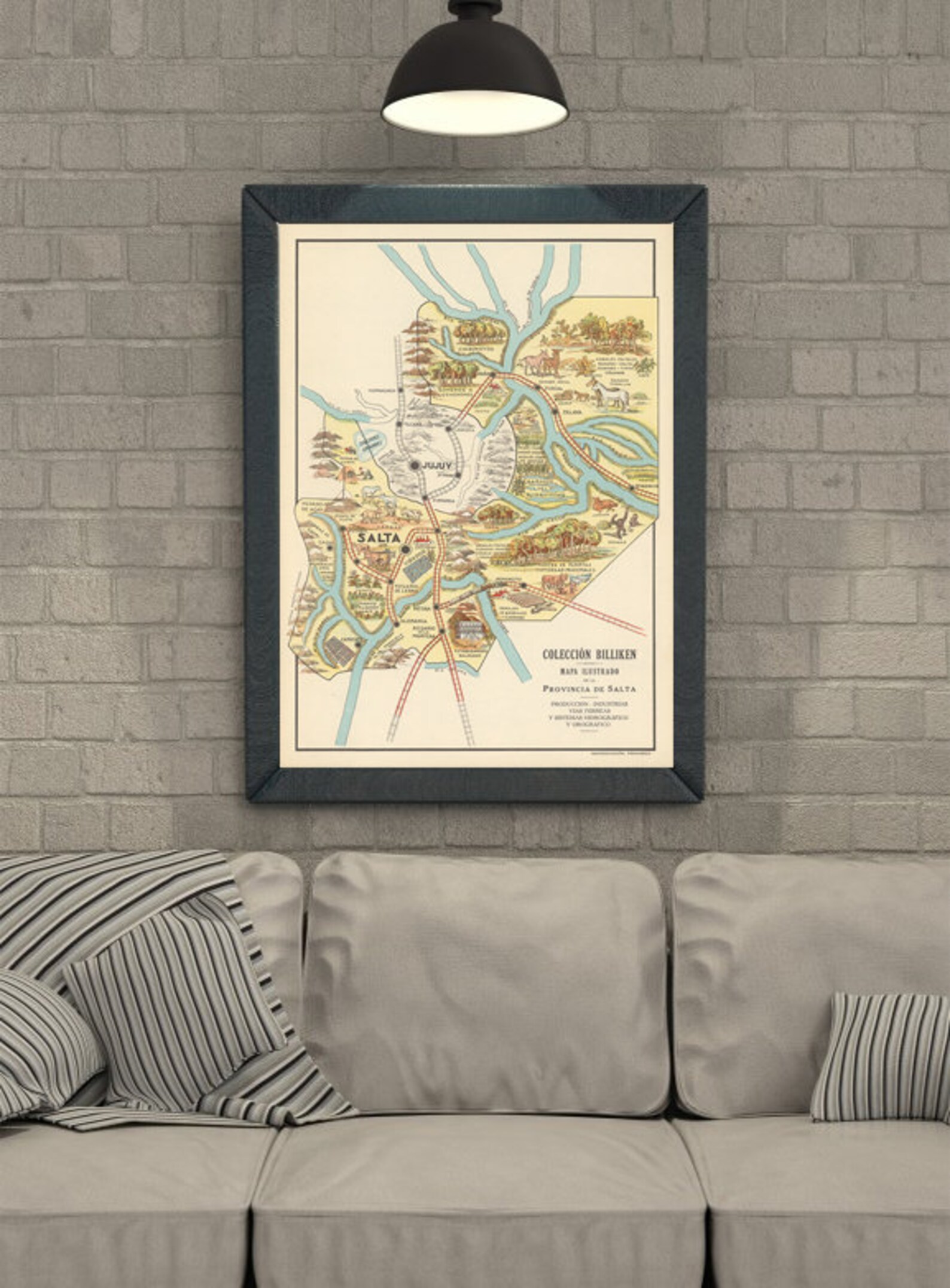 Pictorial Map of Salta. Argentina. Vintage Home Deco Style Old - Etsy