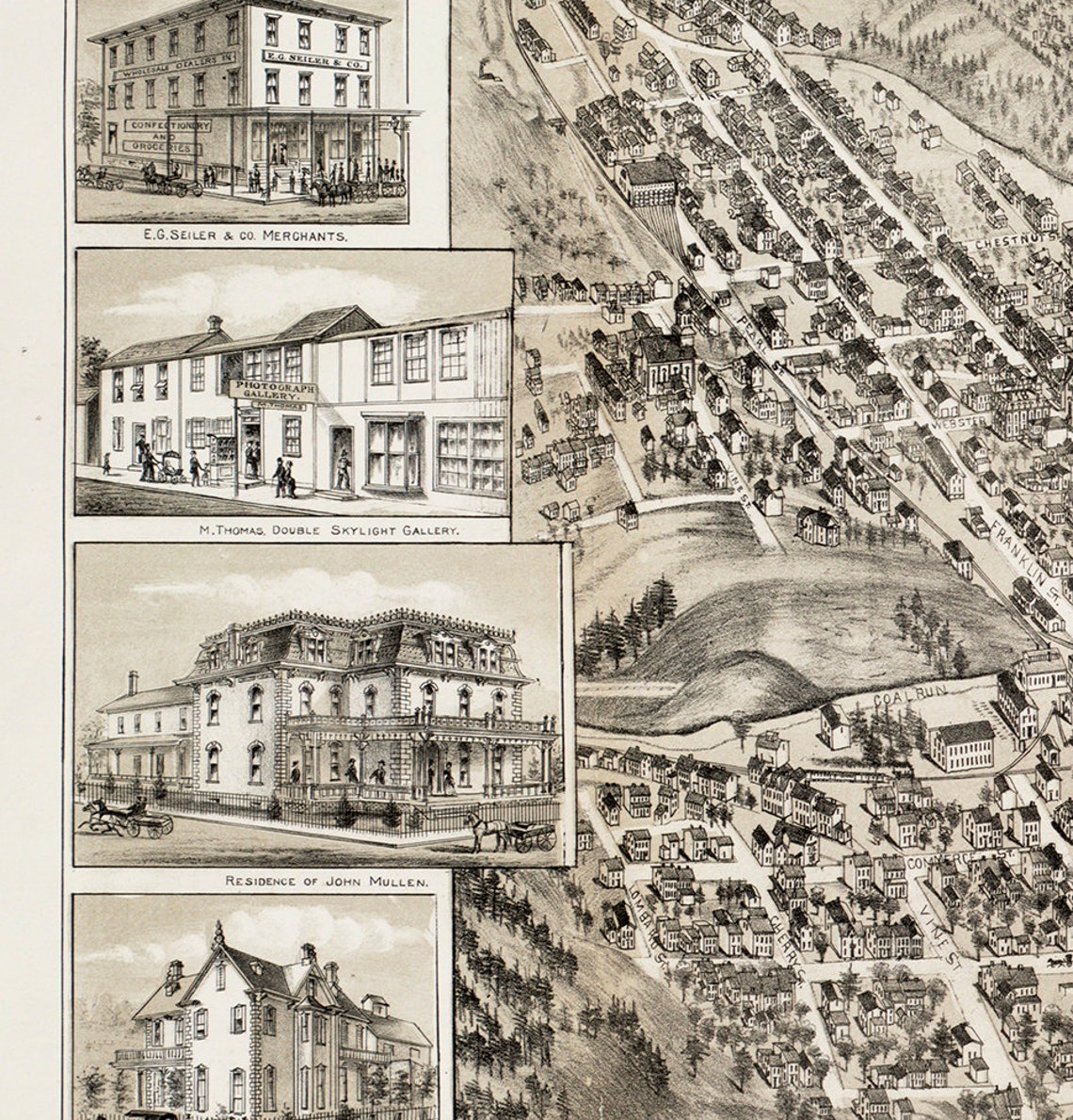 Map of Shamokin Northumberland County Pennsylvania PA 1884. | Etsy