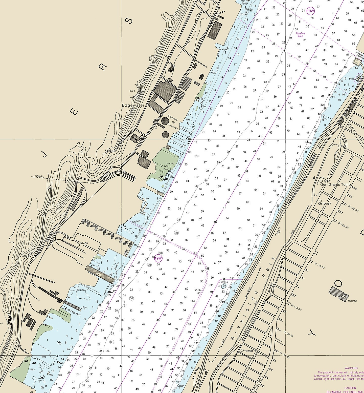 Nautical Charts of Hudson River. Days Point to George - Etsy