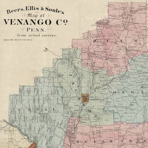 Map of Venango Counties, Pennsylvania, 1865. Vintage Restoration ...