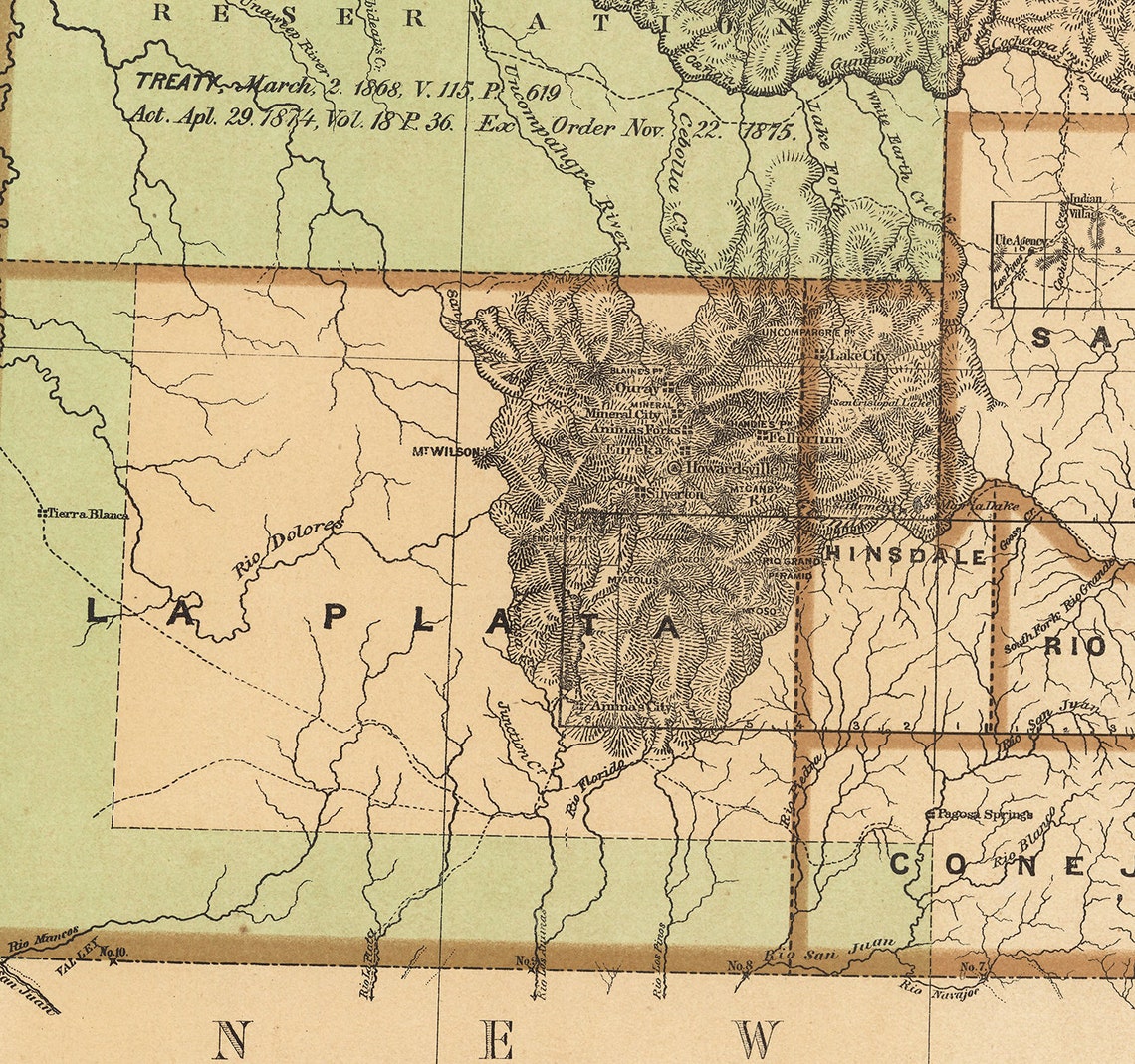 Map of Colorado 1876. Vintage restoration hardware home Deco | Etsy
