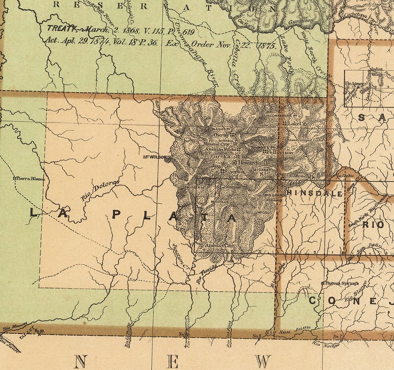 Map of Colorado 1876. Vintage Restoration Hardware Home Deco | Etsy