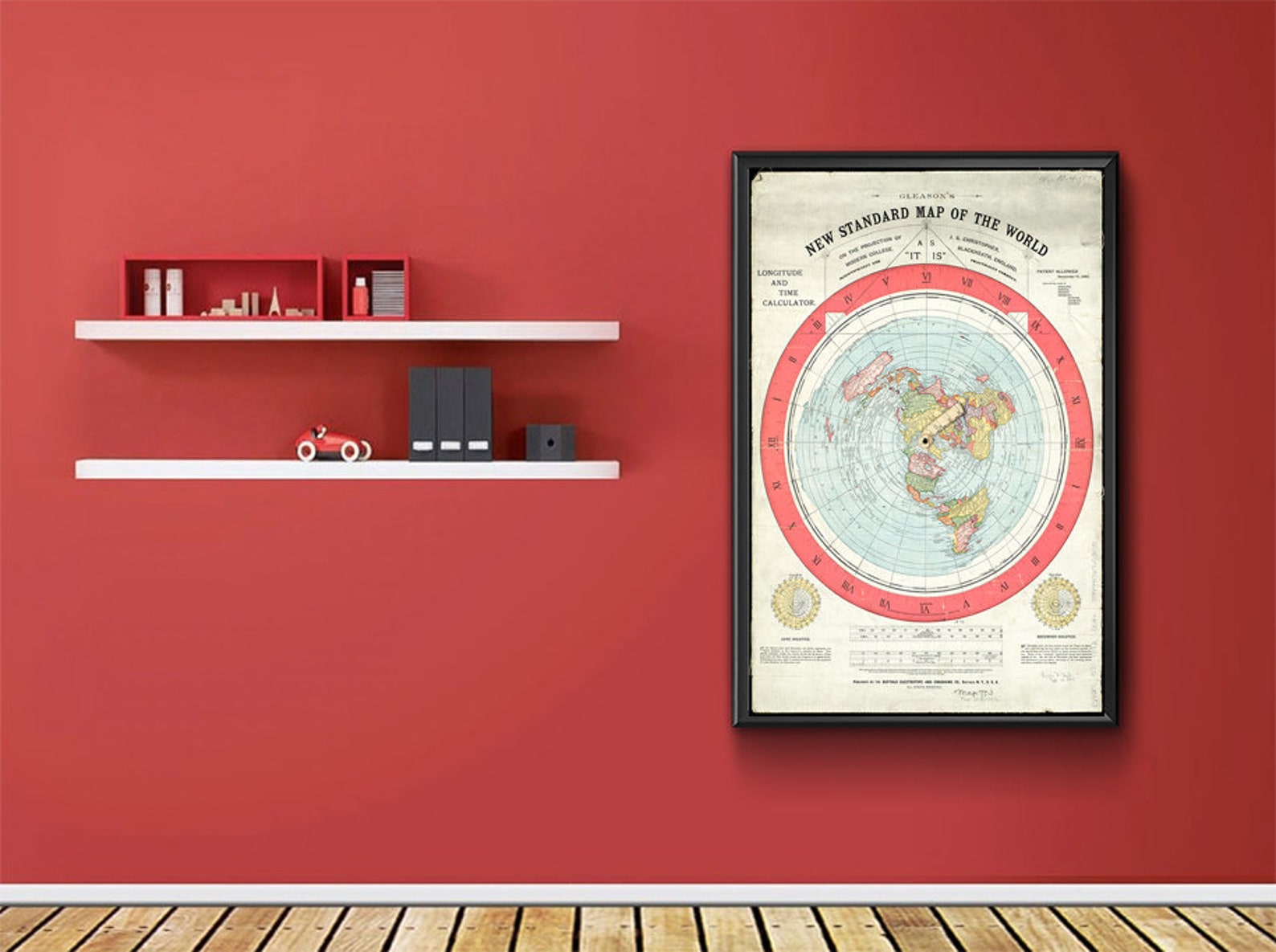 Gleason's New Standard Map of the World, 1892. Vintage Restoration ...