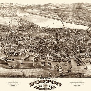 Boston, Massachusetts (MA.) 1880. Aerial View of Reproduction Map ...