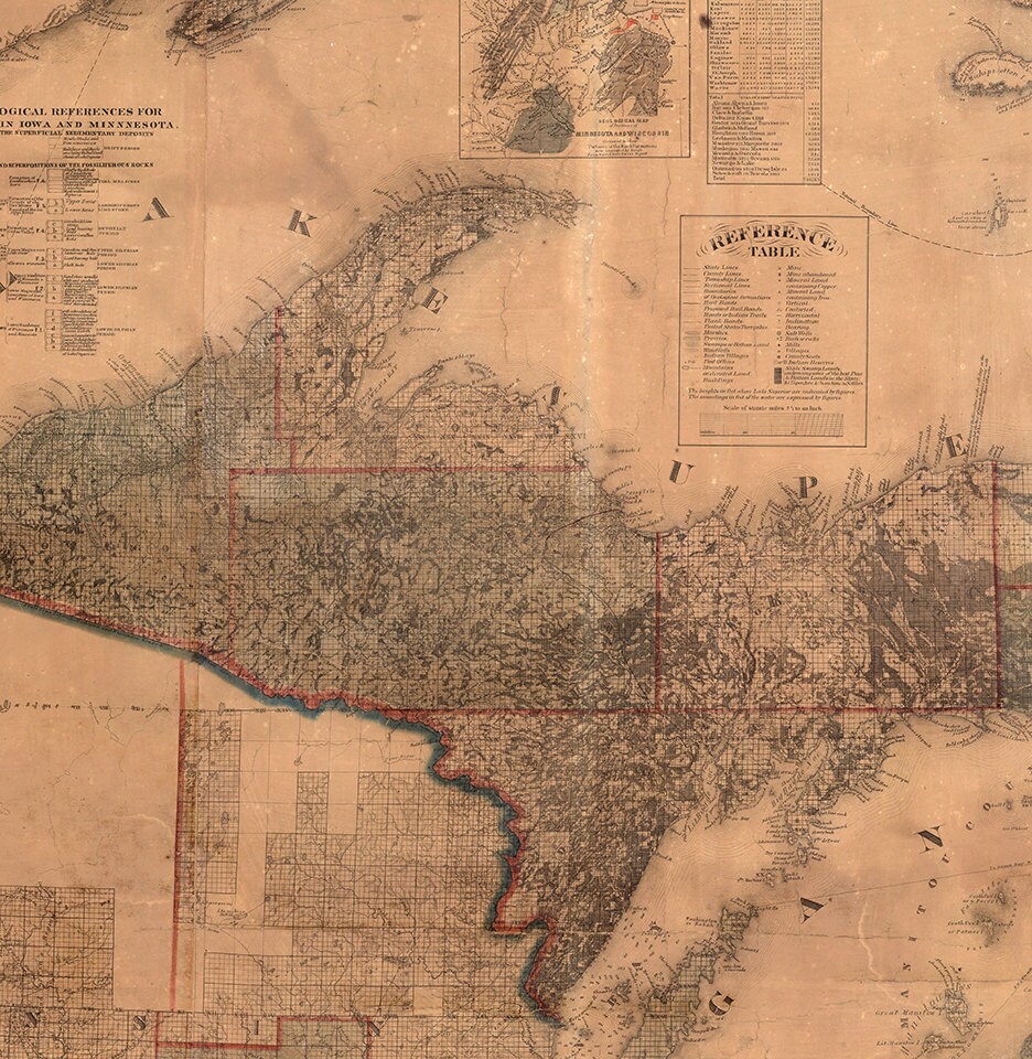Map of the States of Michigan and Wisconsin With Lake Superior and ...