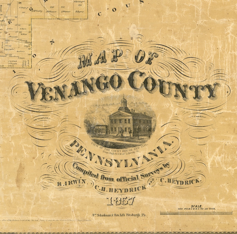 Map of Venango Counties Pennsylvania 1857. Vintage | Etsy