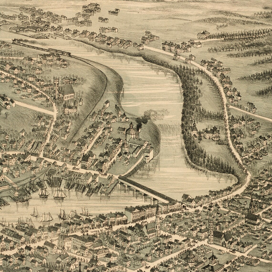 Map of St. Stephen New Brunswick and Calais Maine 1889. | Etsy