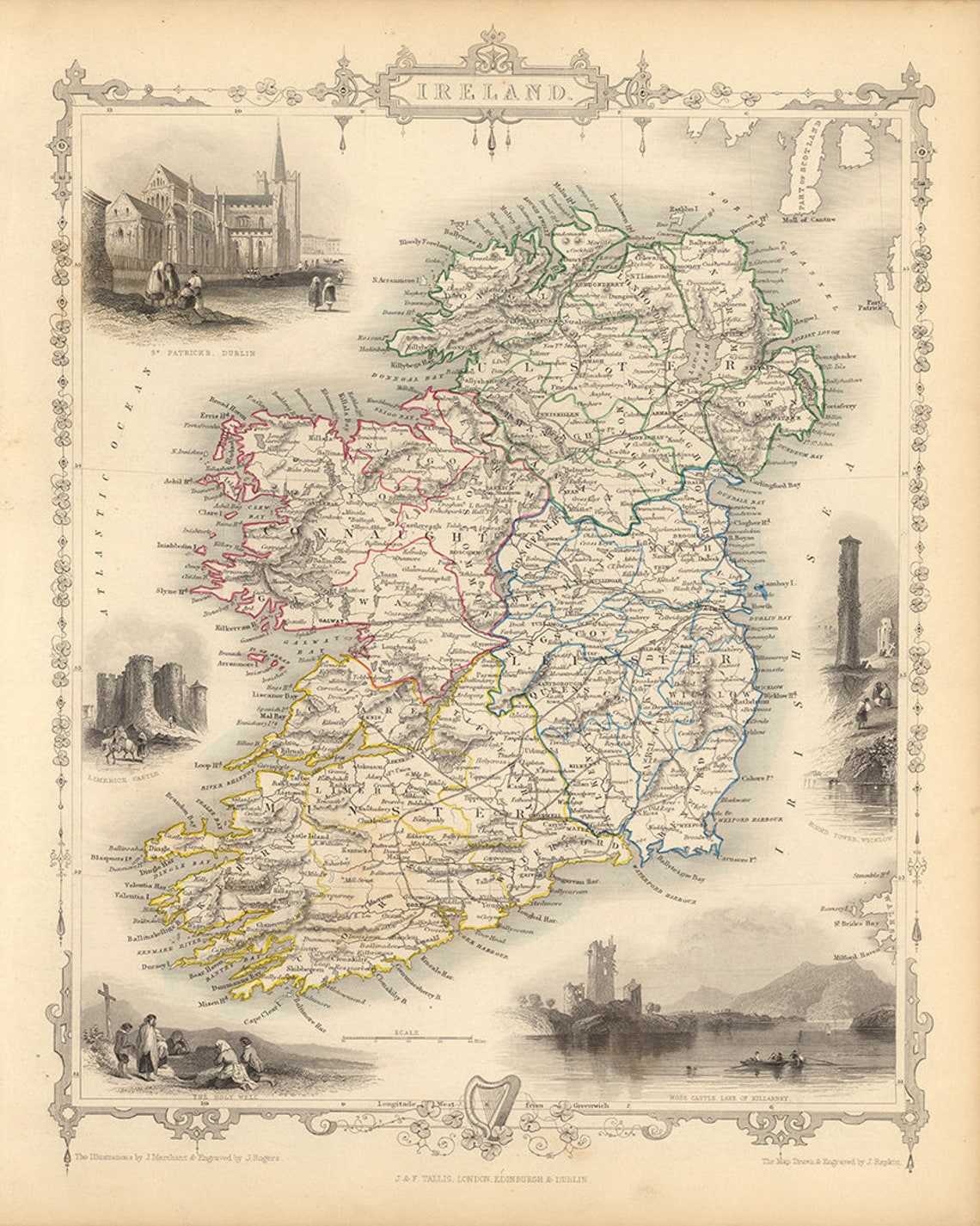 Map of Ireland 1851. Vintage Home Deco Style Old Wall - Etsy