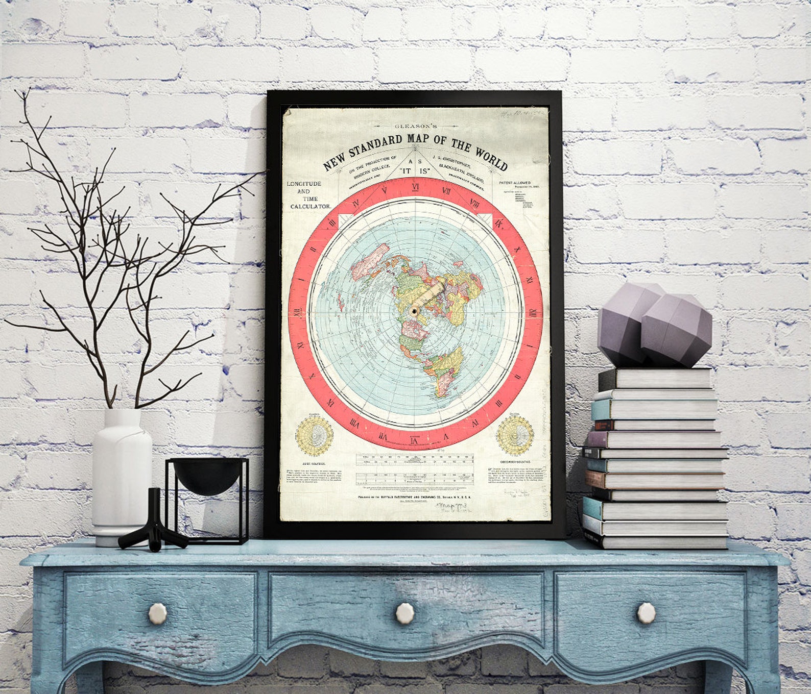 Gleason's New Standard Map of the World, 1892. Vintage Restoration ...