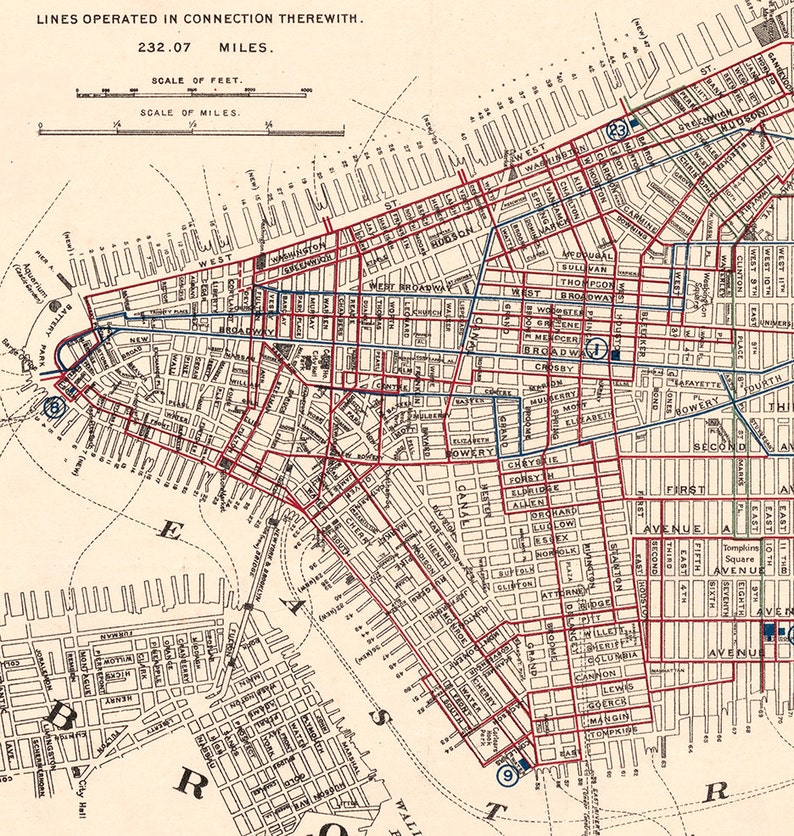 Map of the Metropolitan Street Railway System and Lines - Etsy