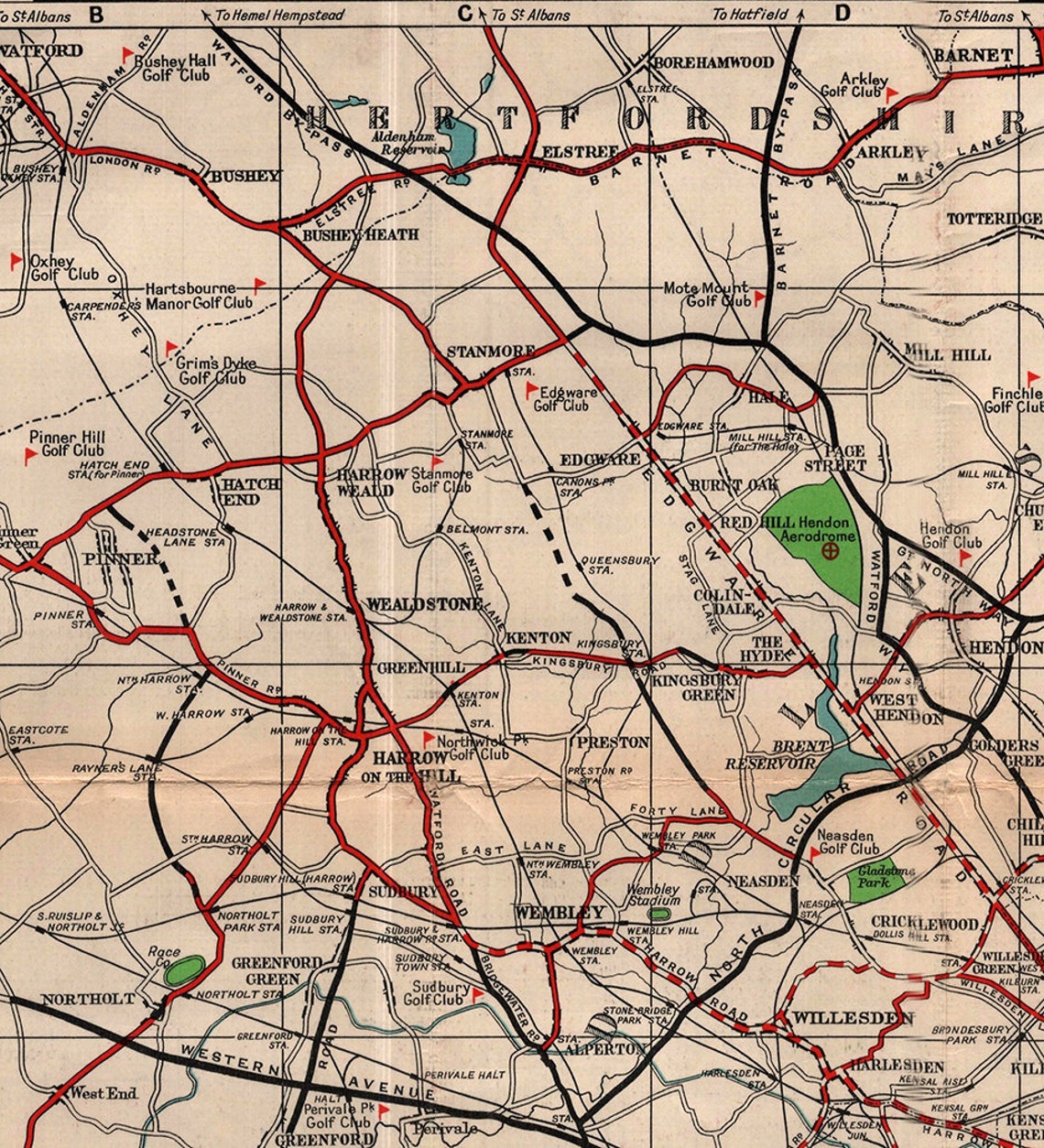 Historic London Map England U.K. 1930s. Restoration Hardware - Etsy