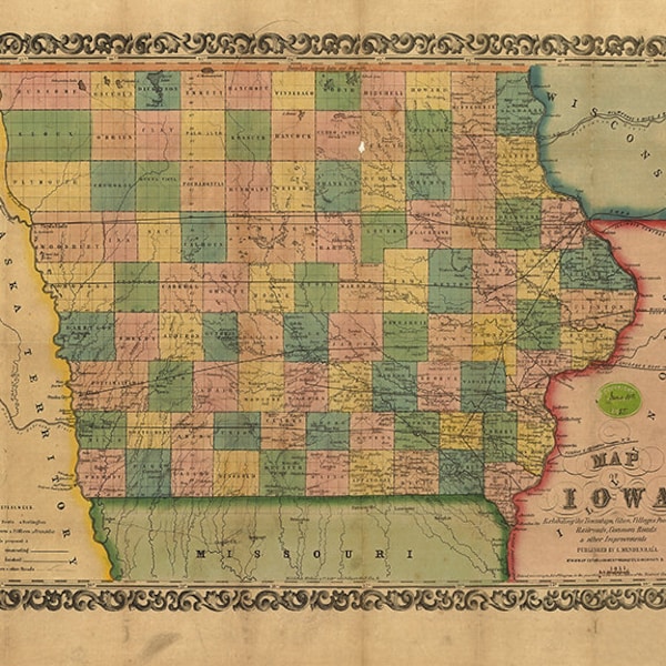 Map of Iowa - Etsy
