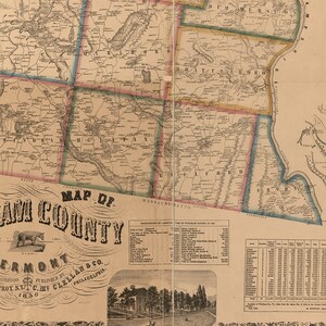 Map of Windham County, Vermont, VT 1856. Vintage Restoration Hardware ...