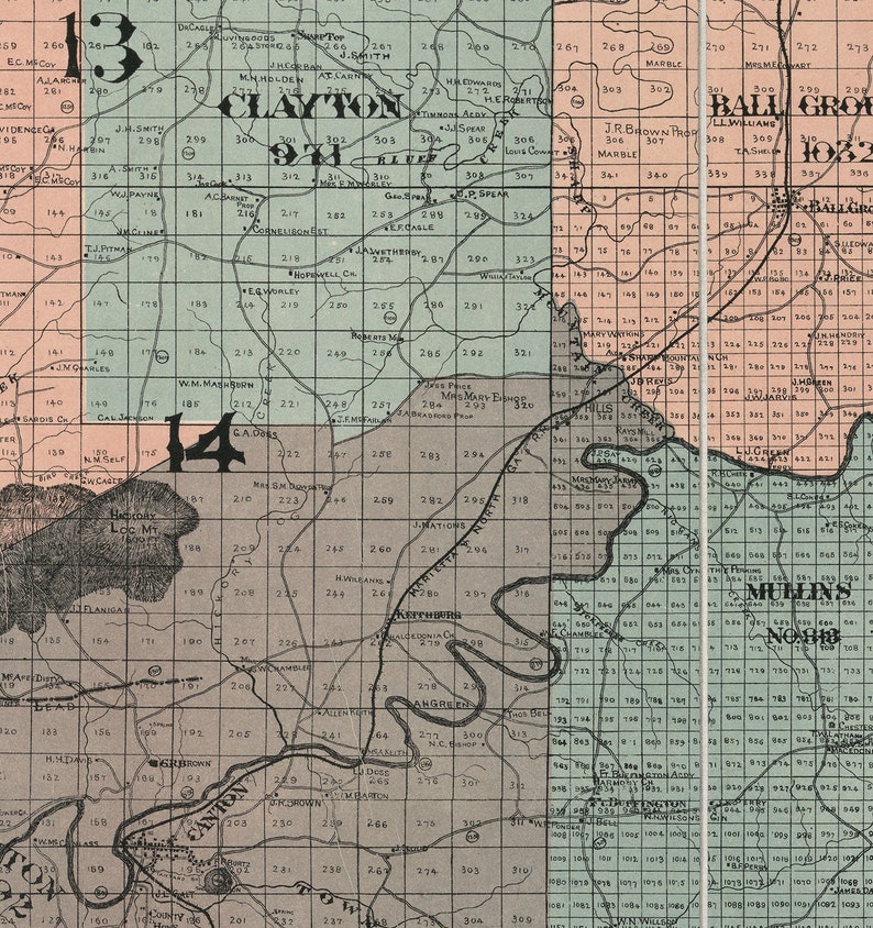 Map of Cherokee County Georgia. 1895. Vintage Restoration | Etsy