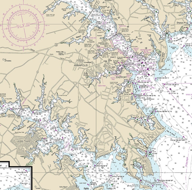 Chesapeake Bay Eastern Bay & South River Map – Selby Bay Nautical Chart ...