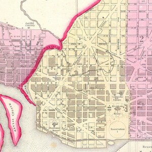 Map of Washington, D.C and Georgetown From Johnson Map. 1850. Vintage ...