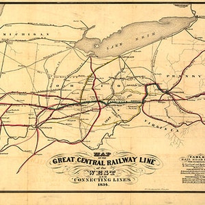 Map of the Great Central Railway Line of the West and Connecting Lines ...