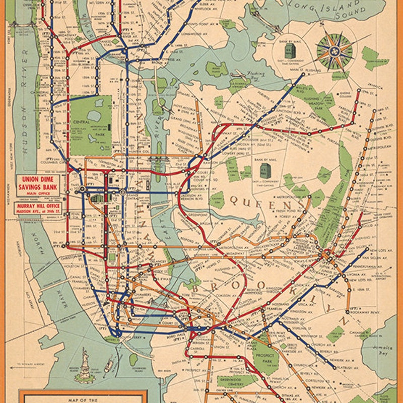 Old Railroad Maps of New York - Etsy