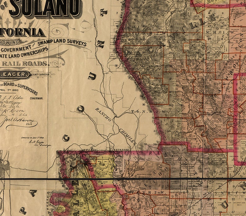 Map of Solano County California CA 1890. Vintage - Etsy