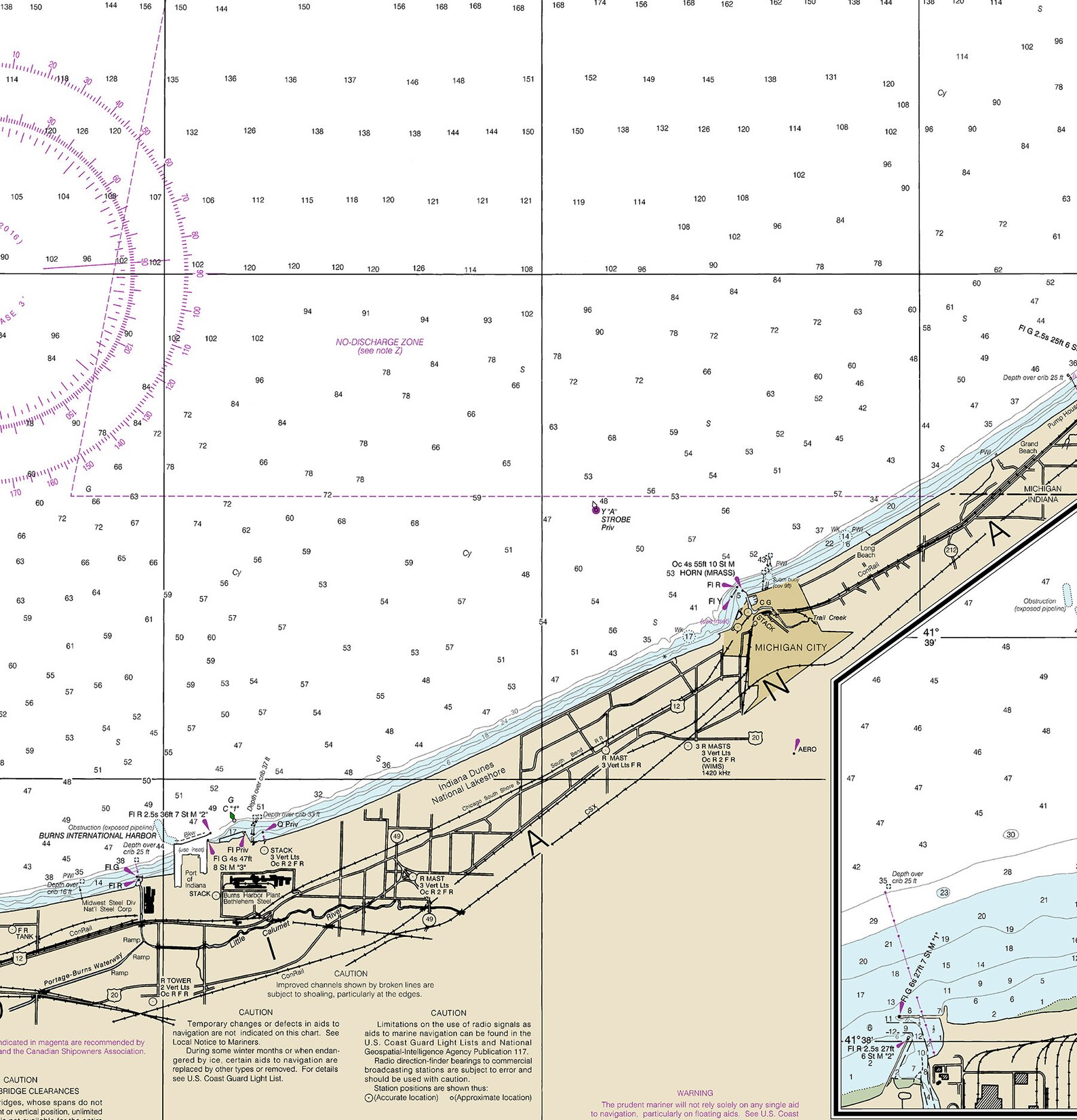 Nautical Chart of Lake Michigan Waukegan to South Haven. | Etsy