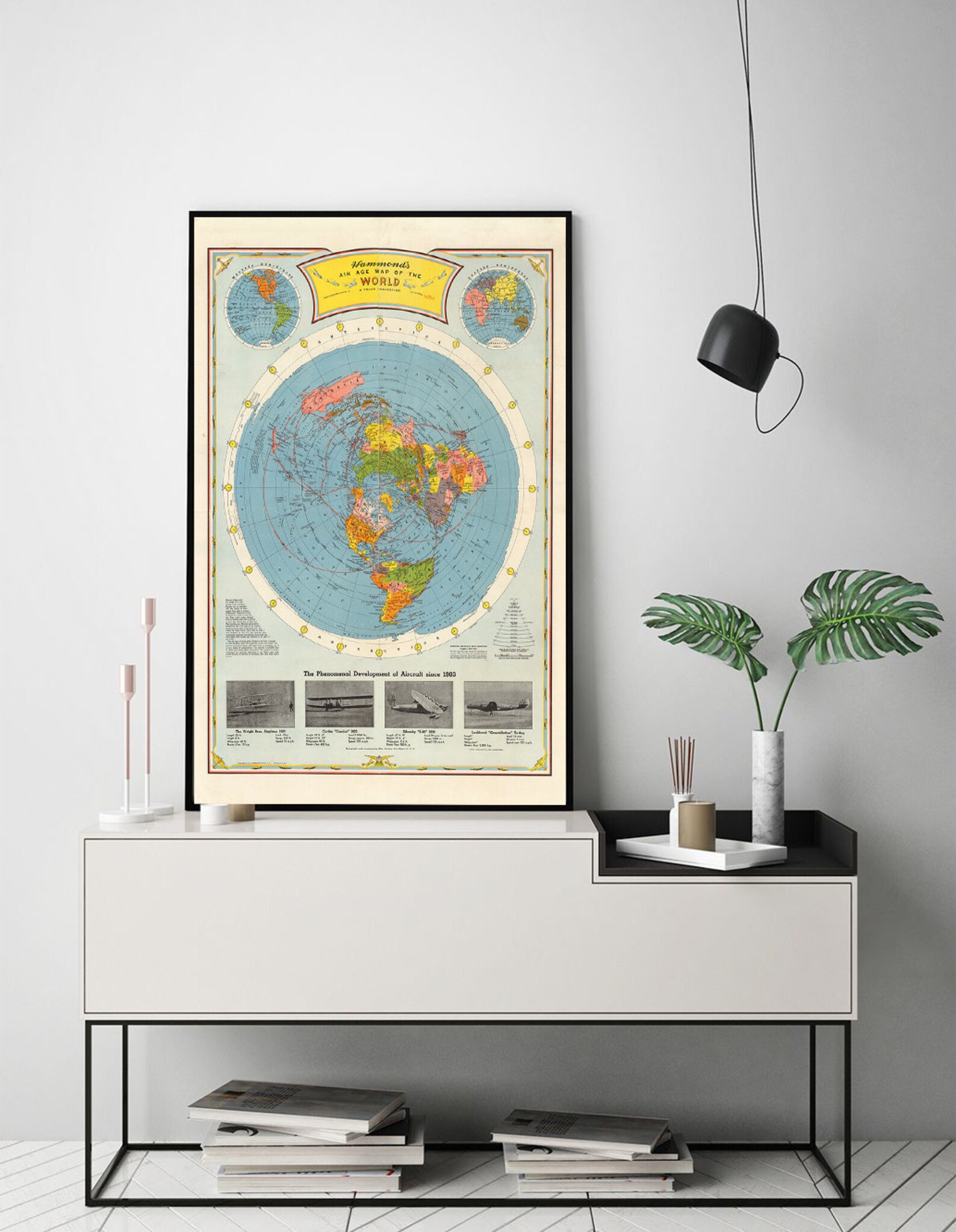 Air Age Map of the World. A Polar Projection Map Print. - Etsy