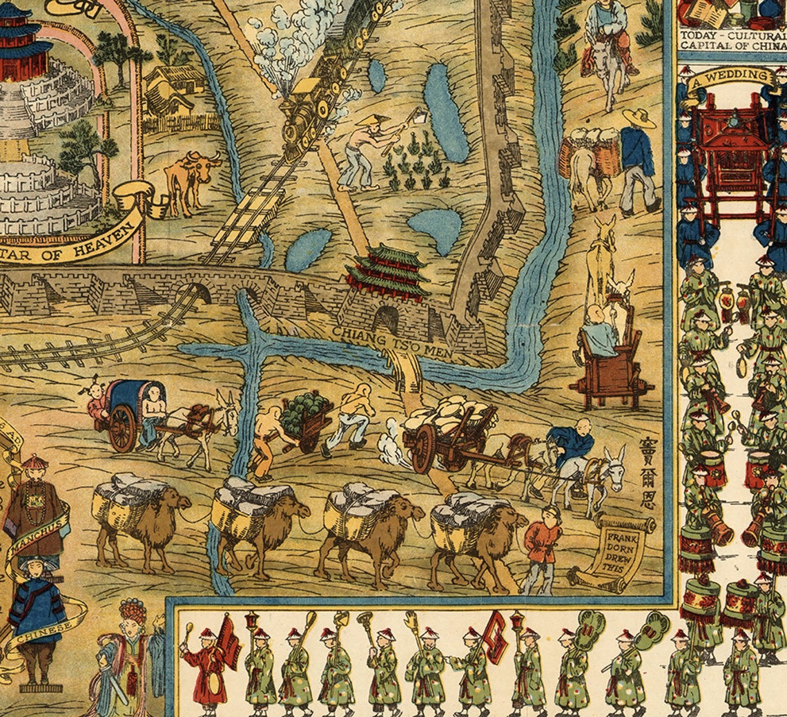 The Historic Map of Peiping beijing China 1936. Vintage - Etsy