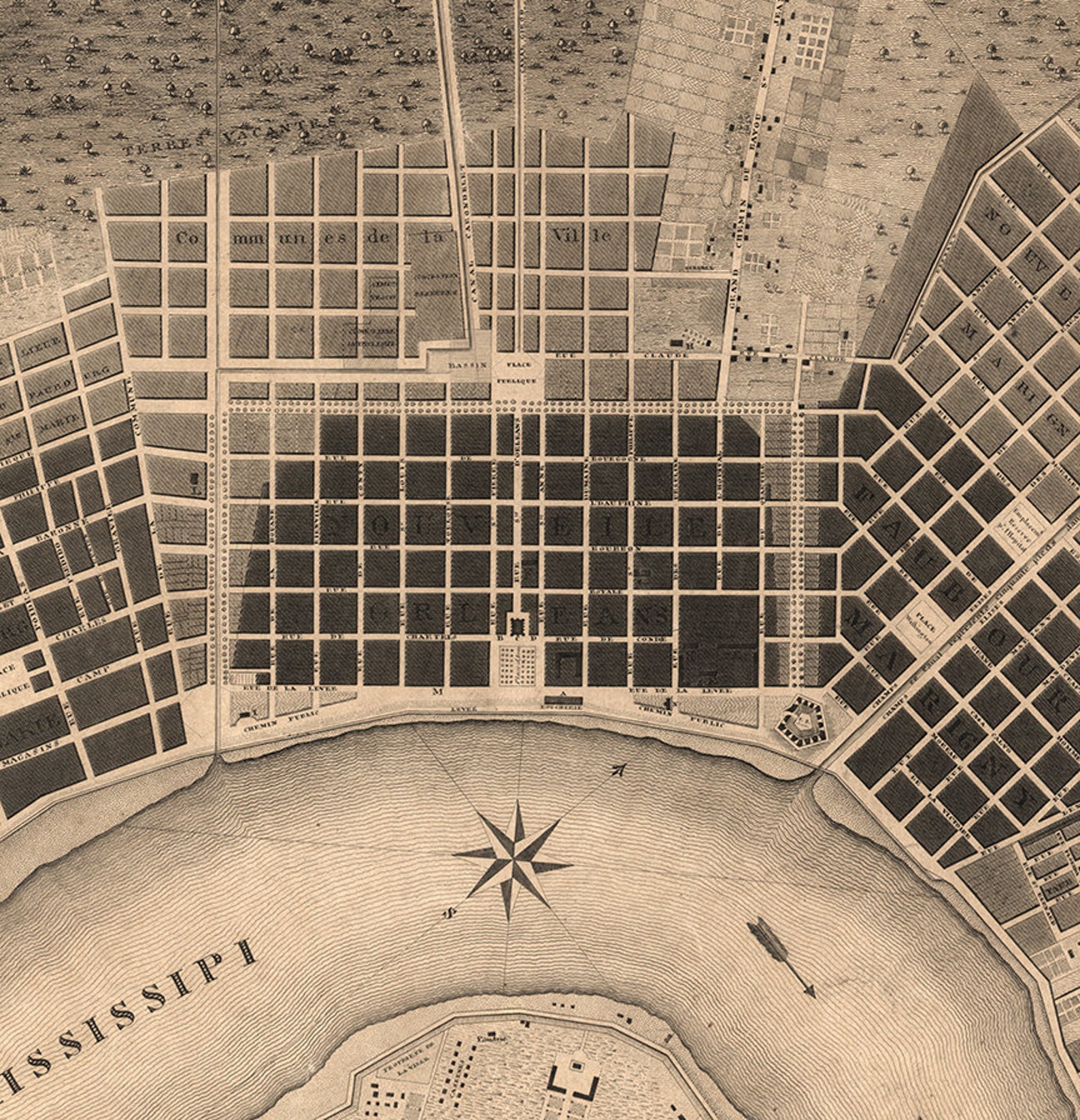 Map of New Orleans, Louisiana 1815: Plan of the City and Suburbs ...