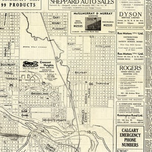 Map of Calgary, Alberta, Canada in 1950. Restoration Hardware Home Deco ...