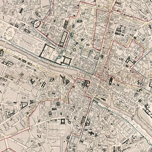 Map of Paris, France, 1843. Restoration Hardware Home Deco Style Old ...