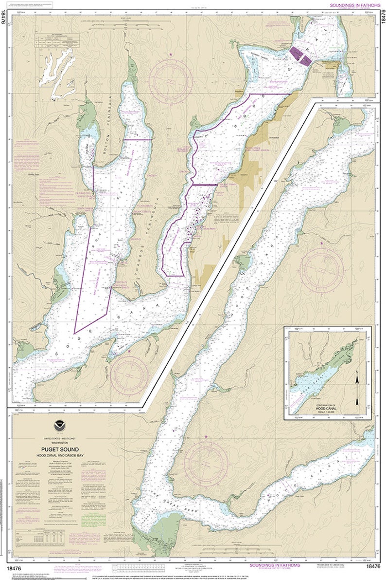 Nautical Charts of Puget Sound. Hood Canal and Dabob Bay 18476 West ...